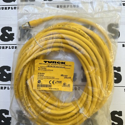 Turck RKC 4.5T-12-RSC 4.5T/S1587 Cordset M12, Female to Male 5 Pin, 12M ...