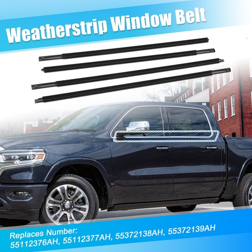 4Pc Weatherstrip Window Moulding Trim Seal Belt For 2009-2021 Ram 1500 ...