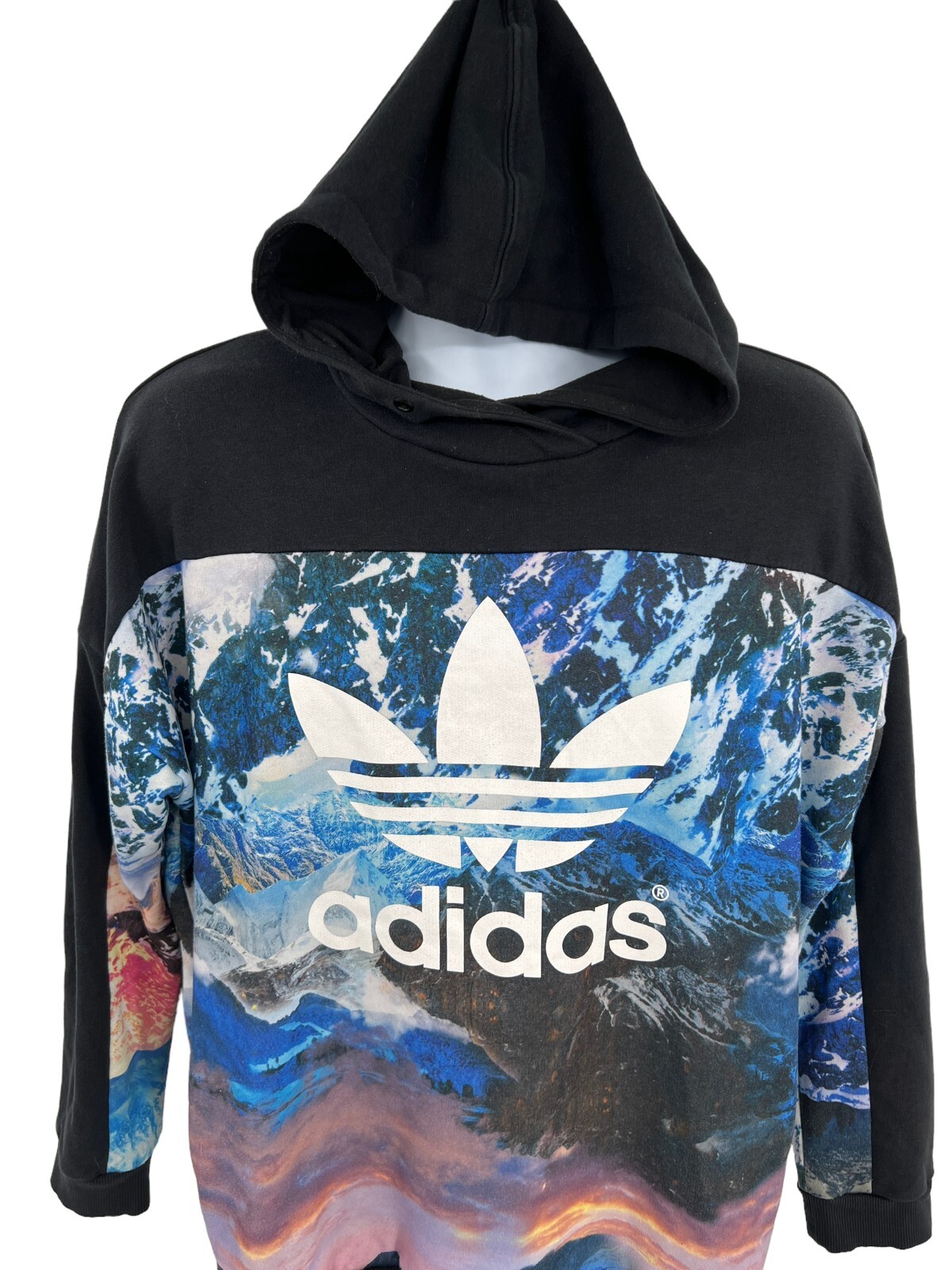 Adidas Black Mountain Clash All Over Trefoil Logo Hoodie Sweatshirt ...