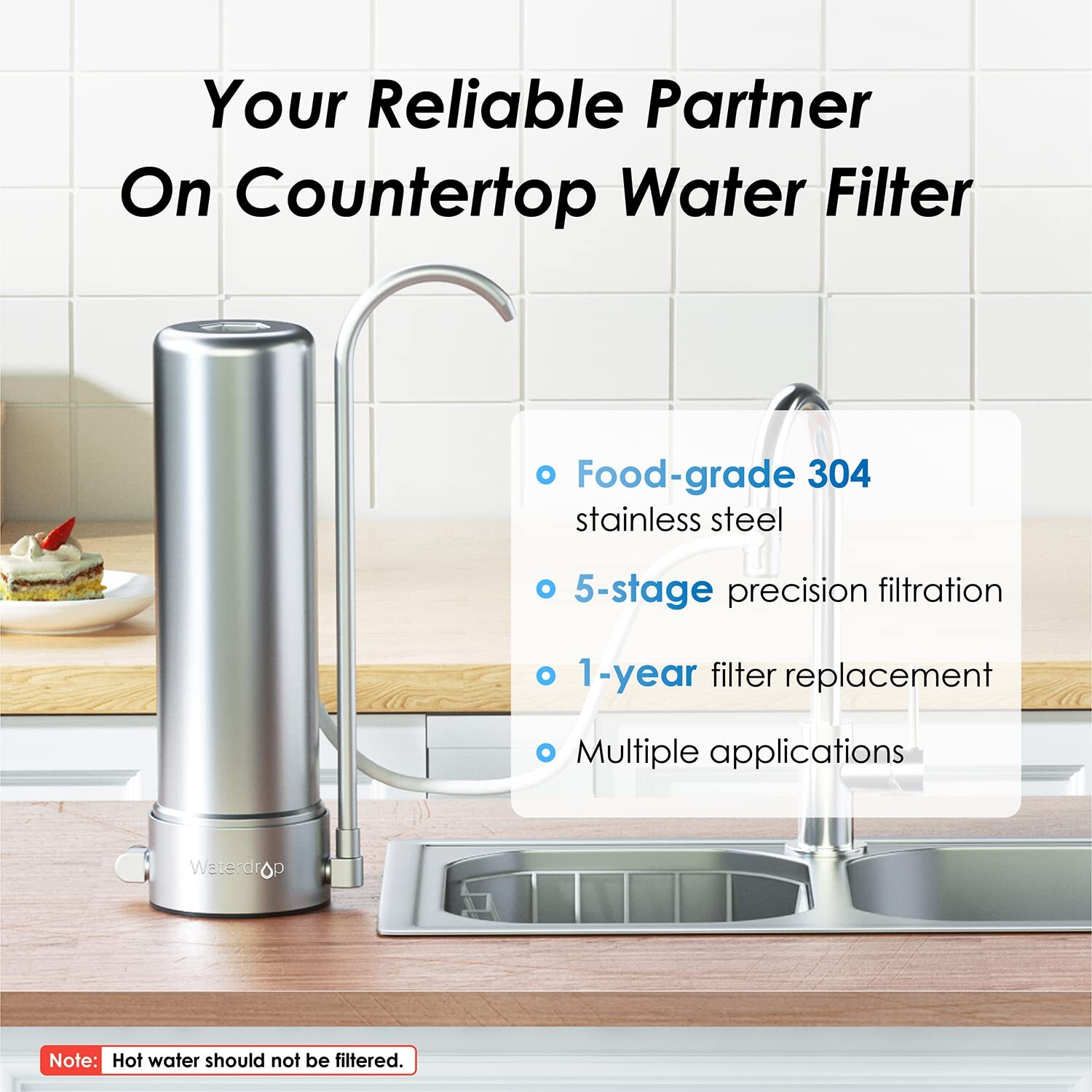 Waterdrop Stainless-Steel Faucet Water Filter, FC-06(320 GAL)& CTF-01 ...
