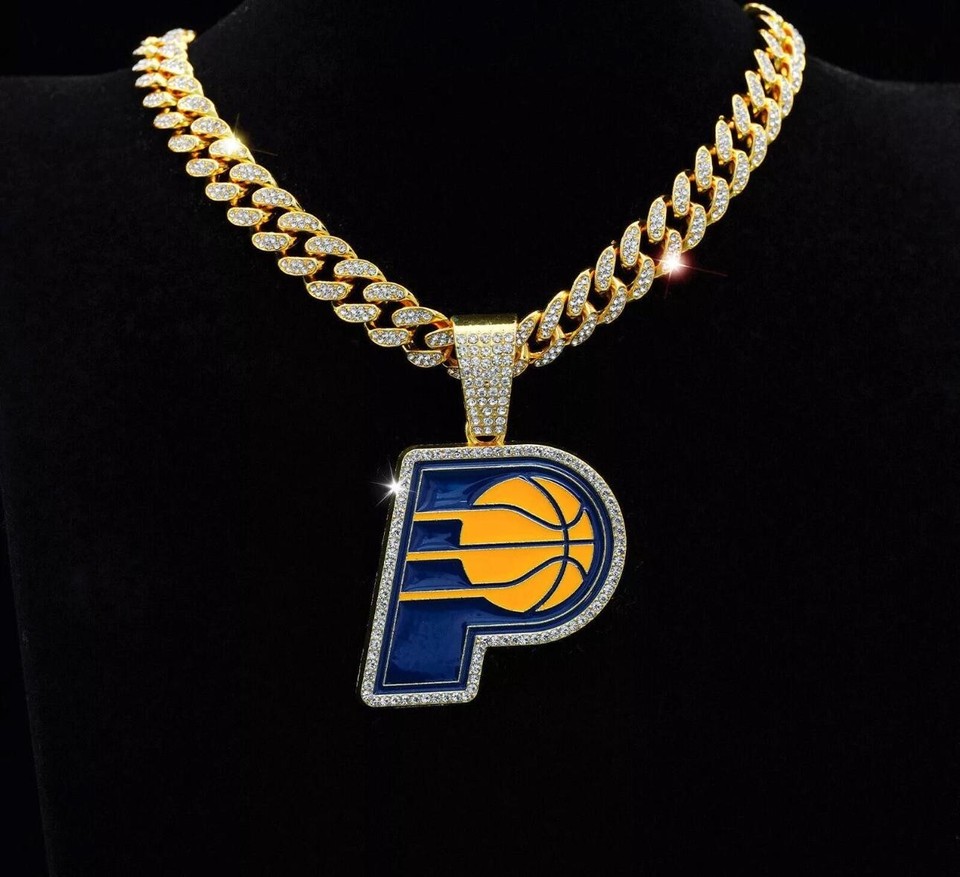 Indiana Pacers GEM NECKLACE Gold/Silver Bling Hip Hop Pendant & 24 ...