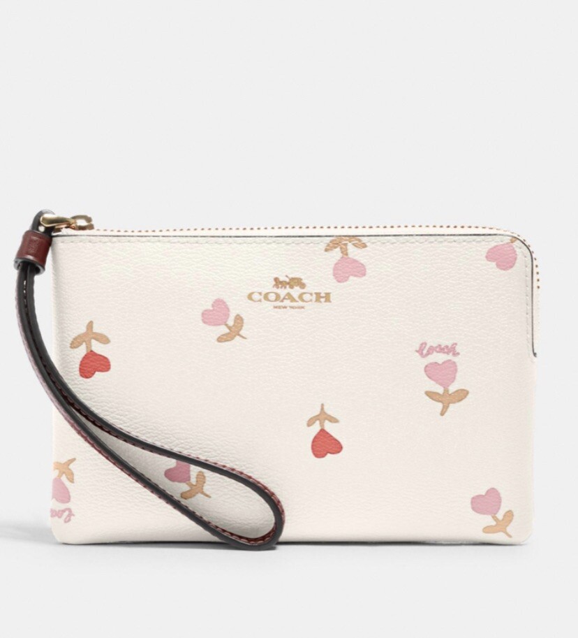 COACH FLORAL PRINT CORNER ZIP WRISTLET WOMEN DESIGNER WALLET M COLOR ...