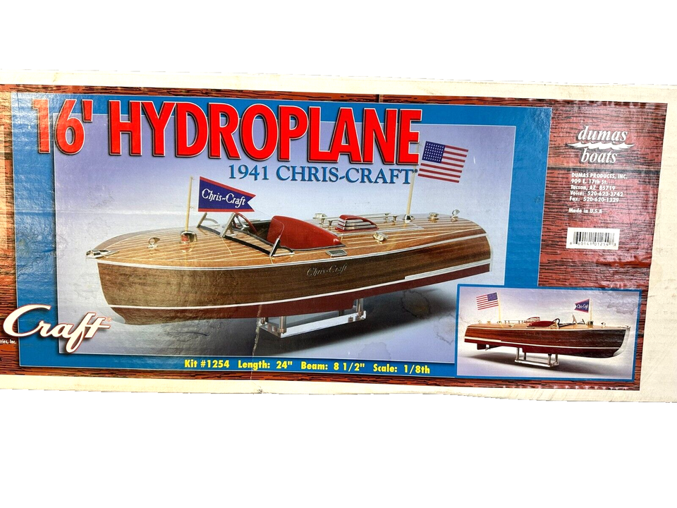 Dumas 1941 Chris Craft Racing 16' Hydroplane Boat Kit Model 1254 Scale ...