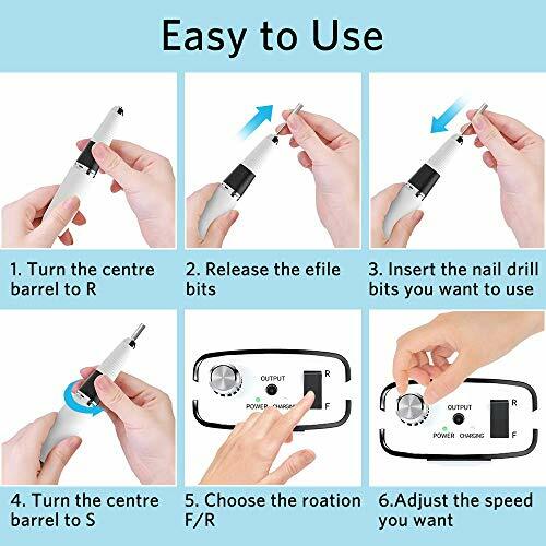 AIRSEE Rechargeable 30000RPM Electric Nail Drill Professional Assorted ...