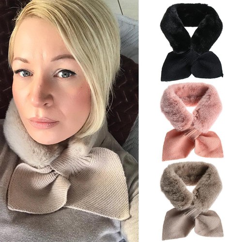 Windproof Faux Fur Rabbit Warm Thicken Knitted Wool Scarf Neck Guard ...