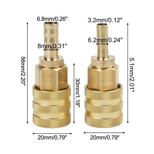 Brass 6mm 8mm Tire Valve Connector Quick Connect Clip for Car Pump 2 ...