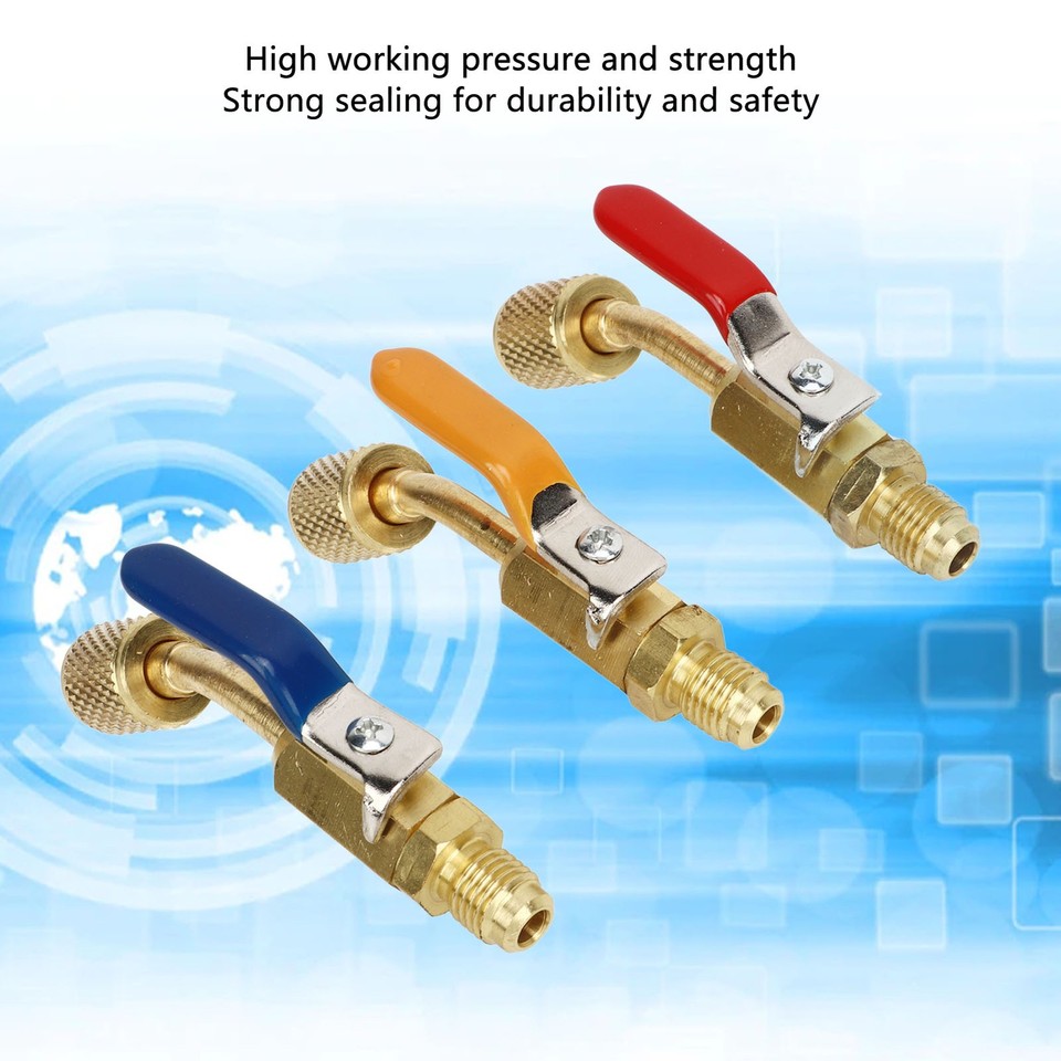 6PCS Refrigerant Angled Compact Ball Valve Fit For R410A R134A R12 R22 ...