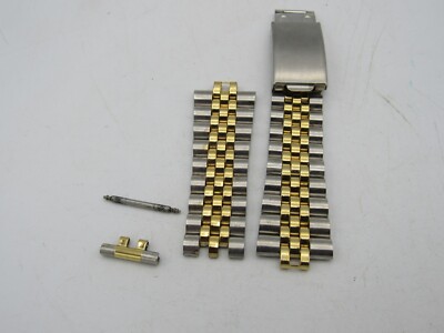 Vintage Two Tone SS Watch Band Bracelet Strap 20mm 5.5" for Parts ...