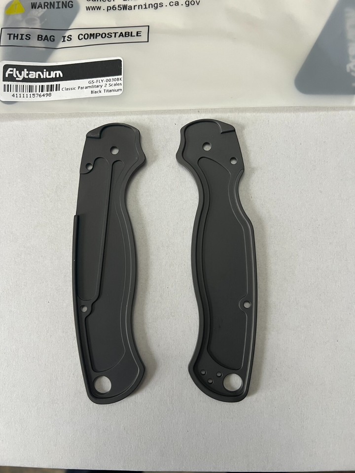 Flytanium Spyderco Paramilitary 2 Scales - Black Titanium - Brand New ...