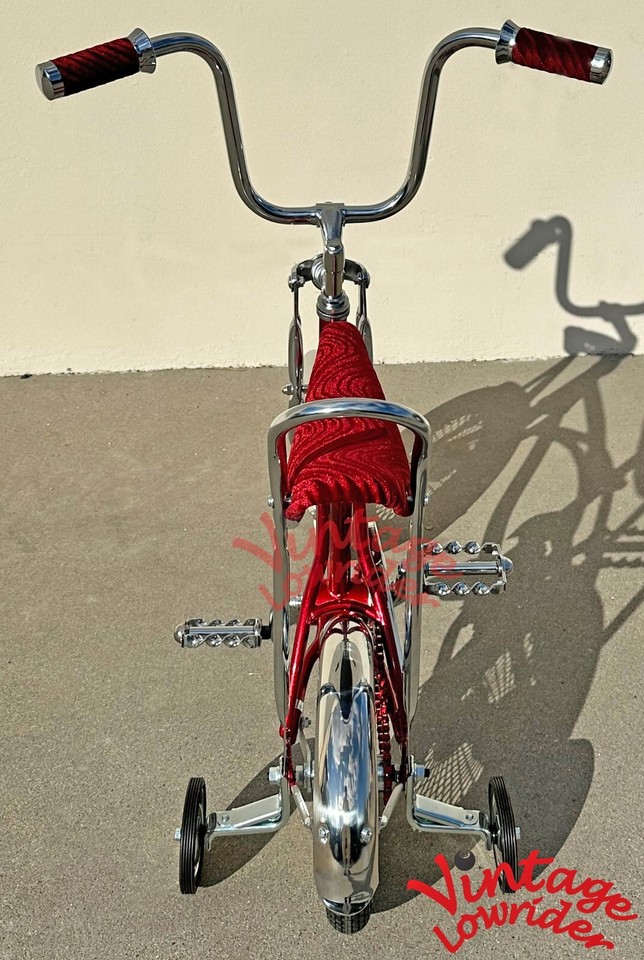 LOWRIDER COLLECTION 12" CHROME/RED BENT BICYCLE W/72 SPOKE RIMS ...