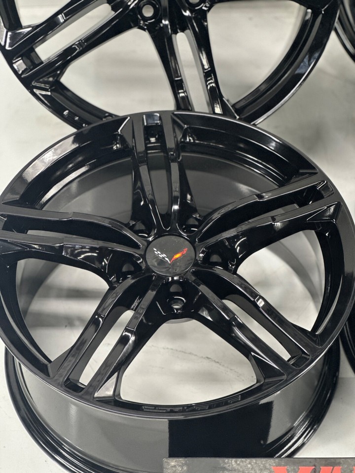 18x8.5/19x10 Gloss Black Wheels SET Fit Camaro C6 Corvette - C6 C7 ...