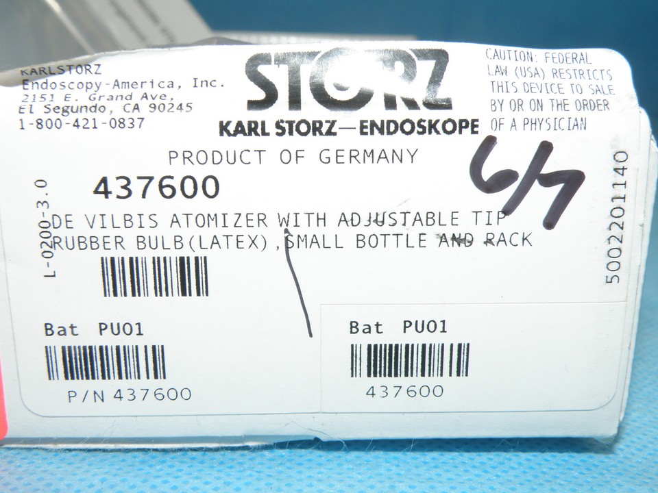 STORZ model 437600 DeVilbis spray bottle with adjustable tip rubber ...