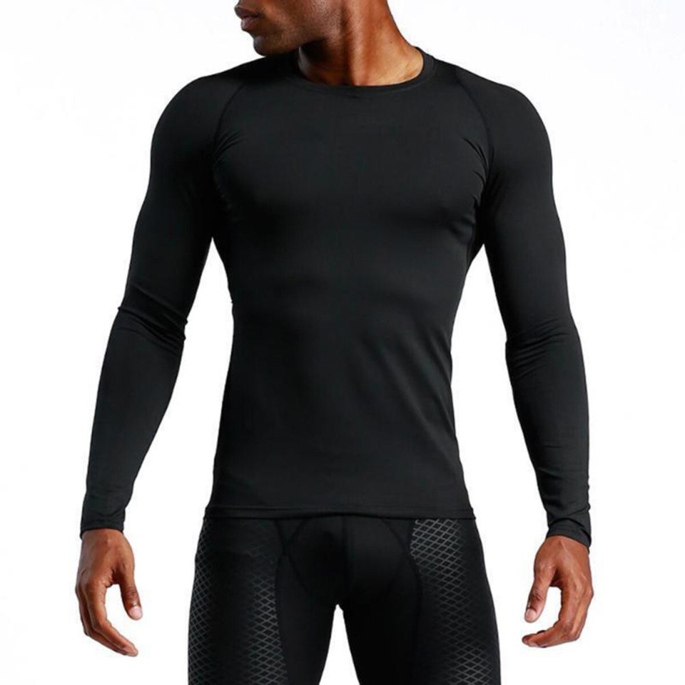 Mens Long Sleeve Compression Base Layer Undershirt Quick Dry T-Shirt ...