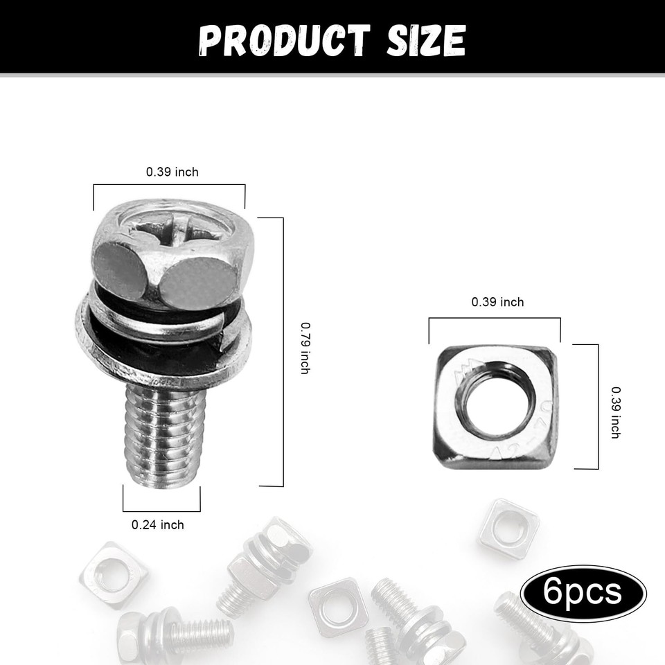 12 Pieces Motorcycle Battery Terminal Nuts and Bolt Kit M6 x16mm Bolt ...