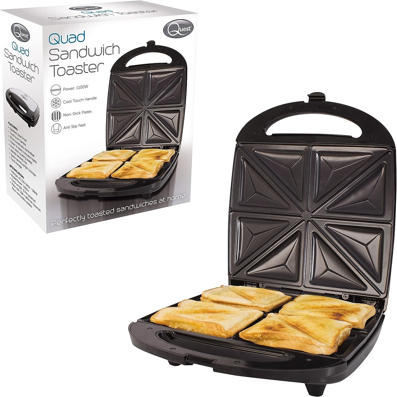 4 Portion Non-Stick Toastie Maker Easy to Clean Student Essential Non ...