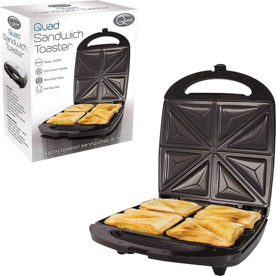 4 Portion Non-Stick Toastie Maker Easy to Clean Student Essential Non ...