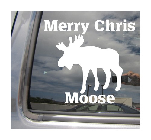 Merry Chris Moose - Elk Funny Hunting Hunter Vinyl Decal Window Sticker ...
