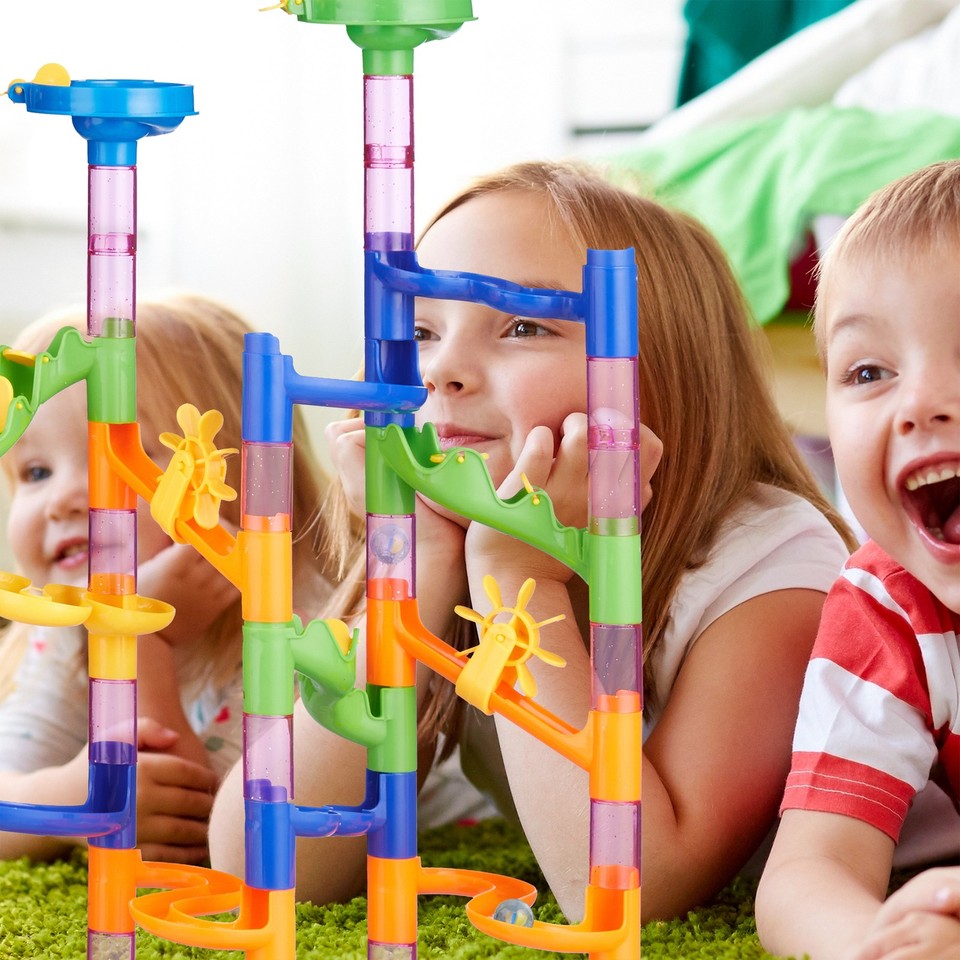 Marble run Colourful Building Set 120 pieces 45 marbles Marble Track ...