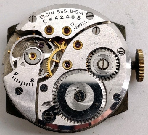 Vintage Elgin Cal. 555 17 jewel watch movement For Repair | eBay