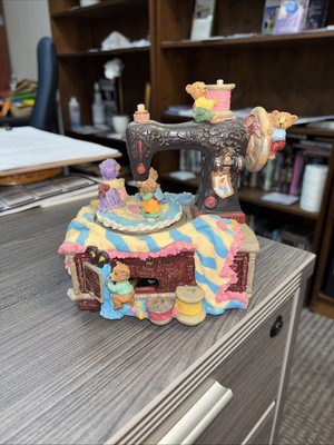 Vintage Motion Music Box Bears Dancing on Sewing Machine- Whistle While ...