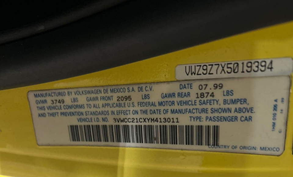 200 Volkswagen Beetle Engine Motor 2.0L Assembly 63K Miles ID AEG SFI ...