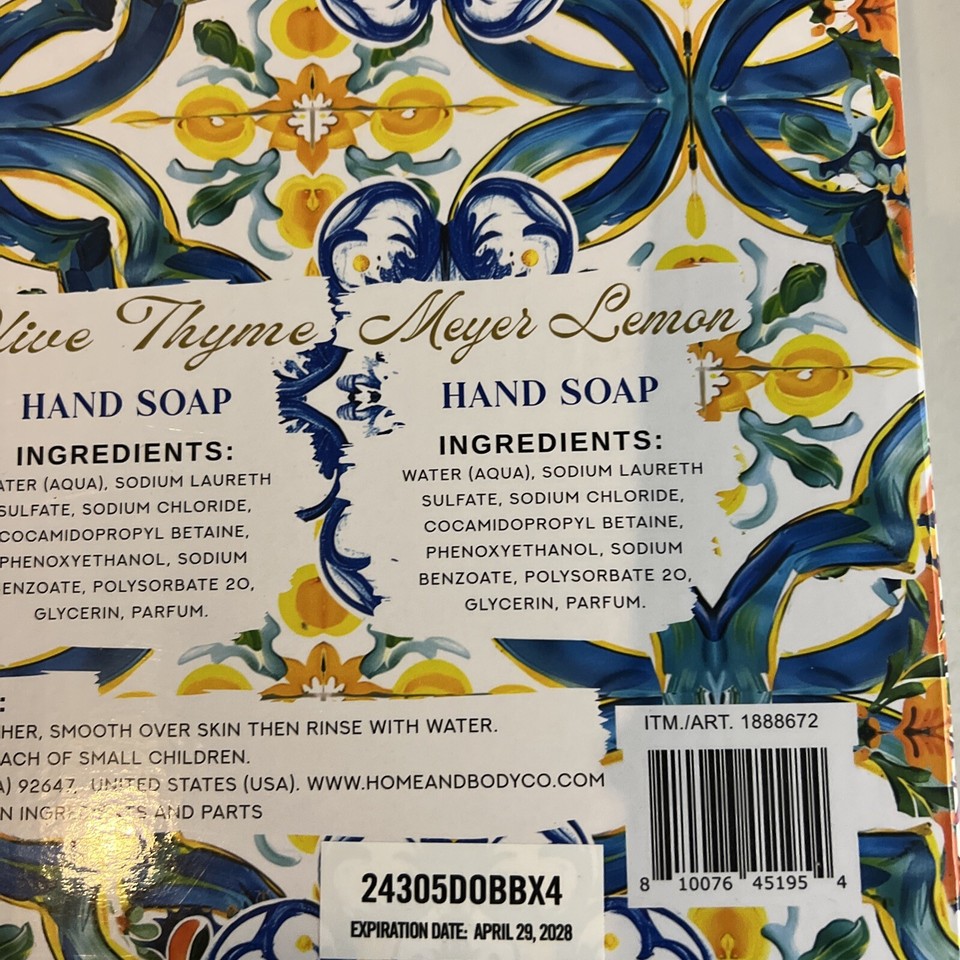 Home & Body Dolce Brezza Hand Soaps - Set Of 4 (Cherry, Lavender, Olive ...