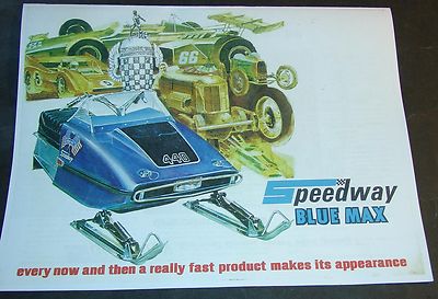 VINTAGE SPEEDWAY BLUE MAX SNOWMOBILE SALES BROCHURE 4 PAGES COPY | eBay
