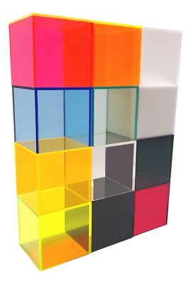 4x4x4 Clear & Colorful Acrylic Display Boxes Decorative Cube Stands ...