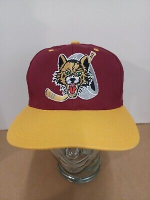 Vintage Chicago Wolves IHL Hat G Cap One Size Snapback Hockey Maroon ...