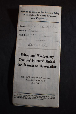 1919 Fulton & Montgomery Counties Farmers Mutual Fire Insurance (NY) | eBay