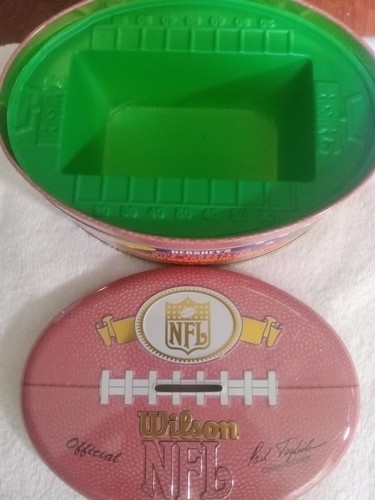 NFL Wilson/Hershey's Tin coin bank official NFL logo team stickers ...