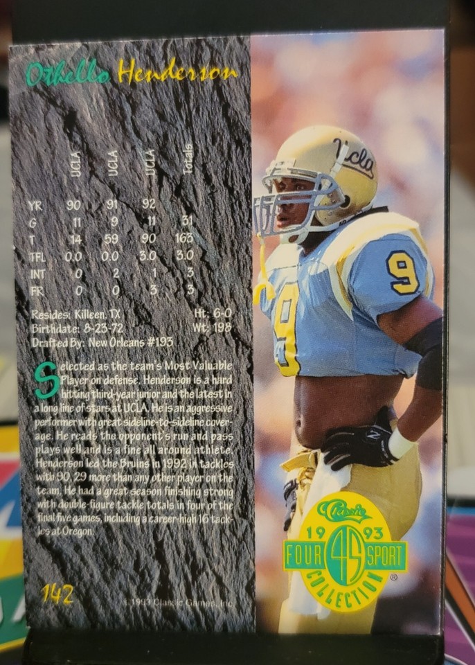 1993 Classic Four Sport Collection - #142 Othello Henderson (RC) Ucla ...