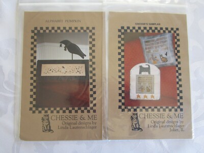 Lot 2 Chessie & Me Counted Cross Stitch Charts SAMPLER ALPHABET PUMPKIN ...