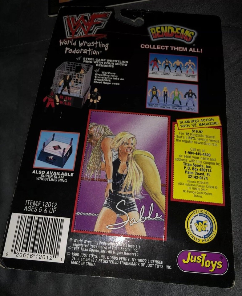 New Vintage Sable WWE WWF WCW Just Toys Series 9 1998 Bend Ems Action ...