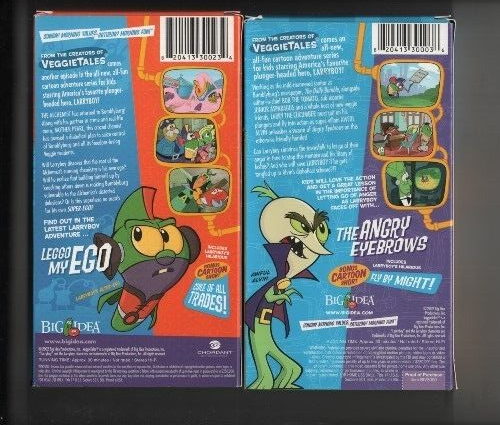 2 Larry Boy Veggie Tales Cartoon VHS Angry Eyebrows & Leggo My Ego The ...
