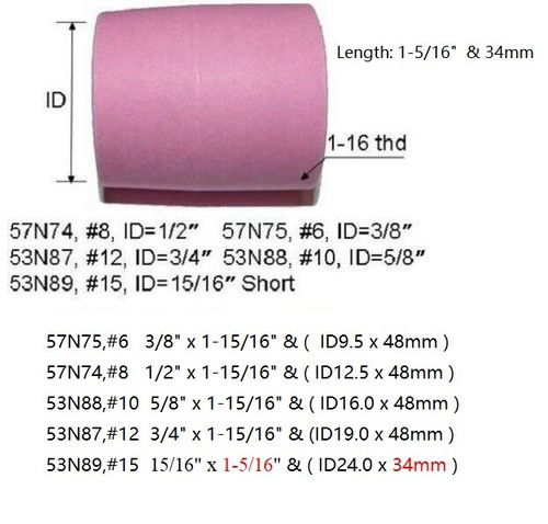 53N89 TIG Alumina Nozzle Gas Lens Fit SR DB WP 17 18 26 TIG Welding ...