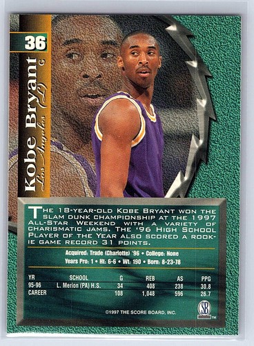 Kobe Bryant 1997 Score Board Talk N' Sports 36 | eBay