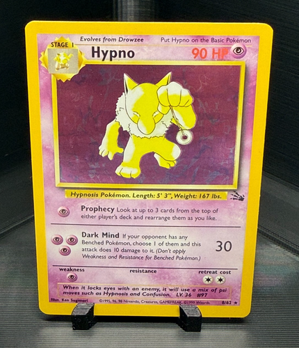 Pokemon TCG Hypno 8/62 Fossil Holo Rare Unlimited WOTC Vintage 1999 NM ...