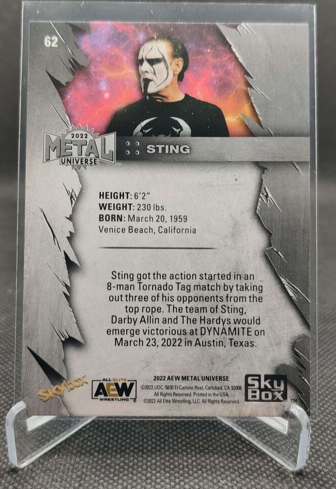 2022 Skybox Metal Universe AEW Blue Spectrum #62 Sting wrestling card ...