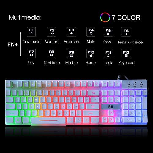 Rii Rk100 Multiple Colors Rainbow LED Backlit Large Size Mechanical ...