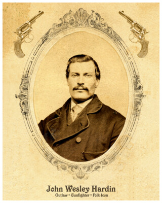 JOHN WESLEY HARDIN Old West Gunfighter Legend 8x10 Photo Restoration ...