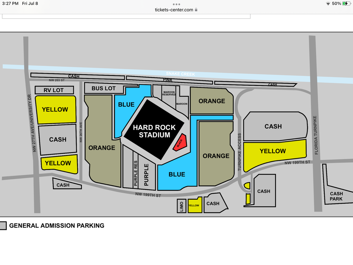 Miami Dolphins Stadium Parking Lot Map