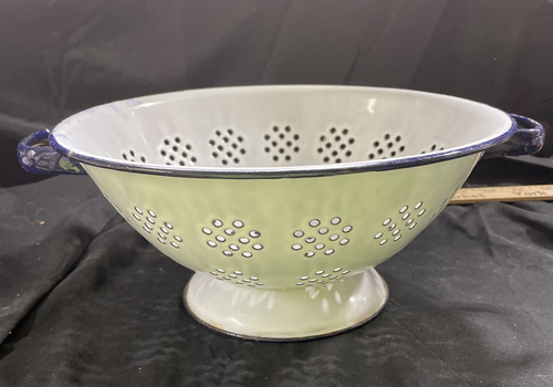 Vintage ~ Enamelware Blue and White Colander | eBay