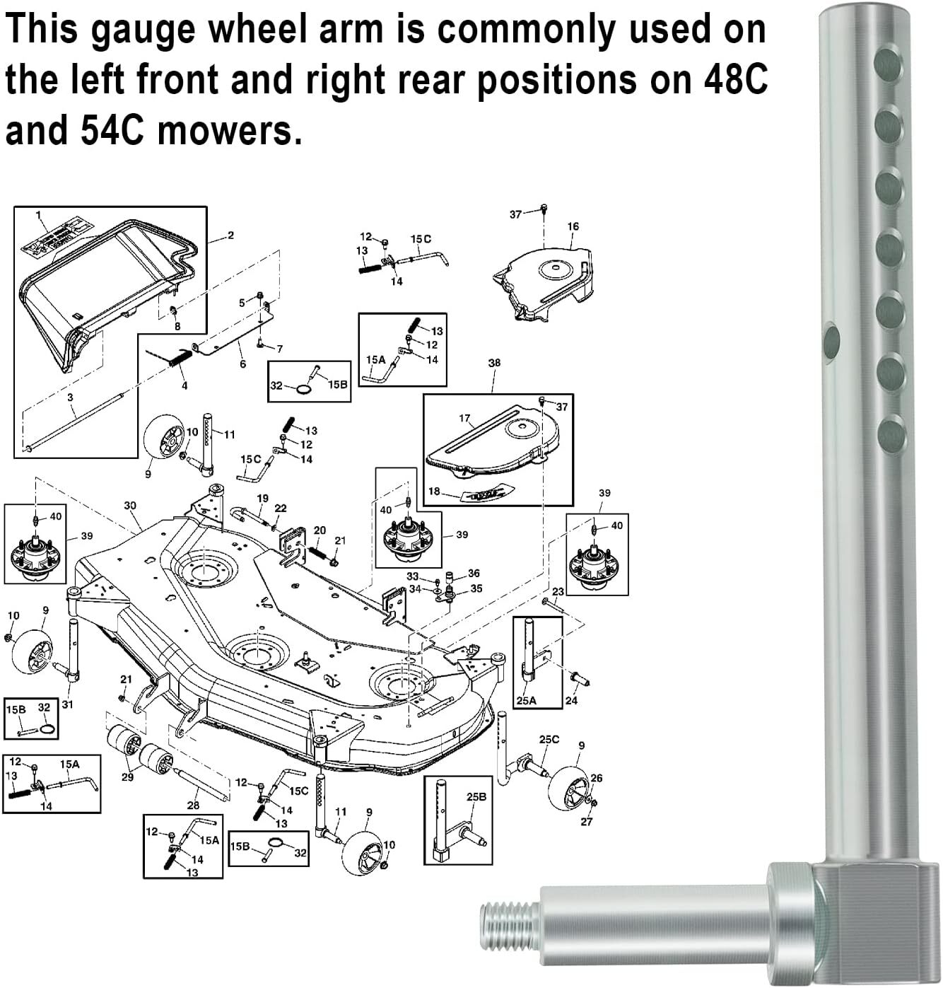 Mower Deck Gage Wheel Arm AM136328 For John Deere X300 X320 X500 X530 ...