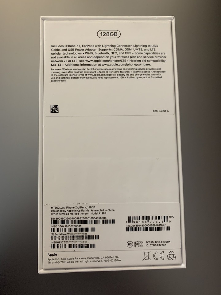 EMPTY BOX For iPhone XR Black 128 Gb No Accessories | eBay