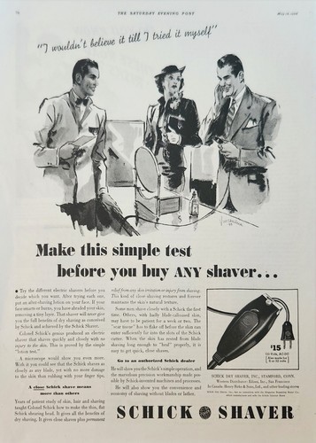 1938 Schick Shaver Vintage Ad Make this simple test before you buy | eBay