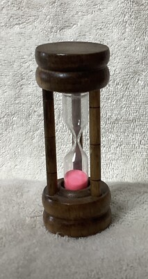 VTG Wooden Hourglass Timer With Pink Sand-VGC | eBay