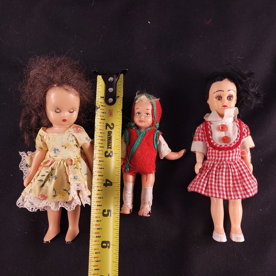 Lot Of Three Small Vintage Plastic Dolls, One Is Storybook & Has Eyes ...