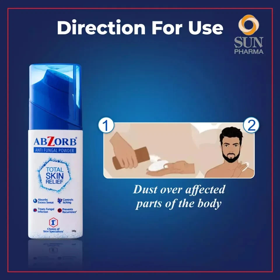 Abzorb Antifungal Dusting Powder Skin Irritation, Redness, Itching 50g ...