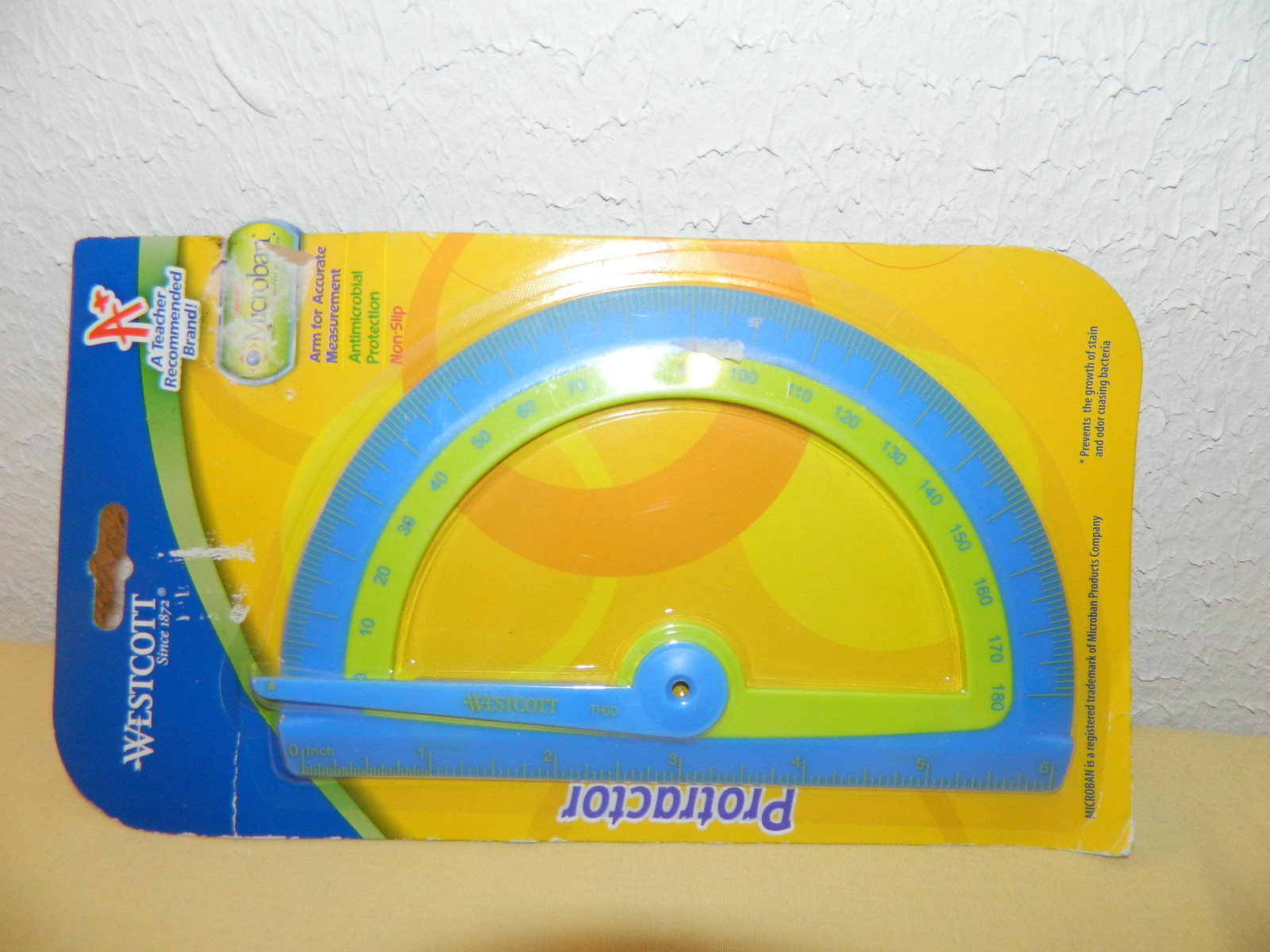 NEW SEALED BLUE ON GREEN WESTCOTT KLEEN EARTH PLASTIC PROTRACTOR RULER ...